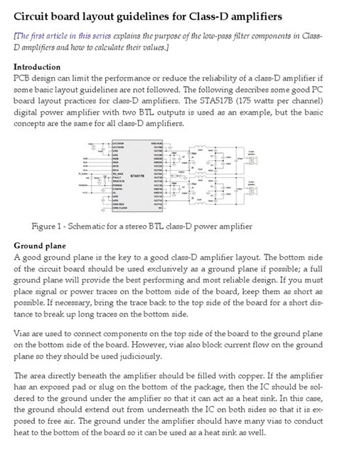 Circuit Board Layout Guidelines For Class D Amplifiers Pdf