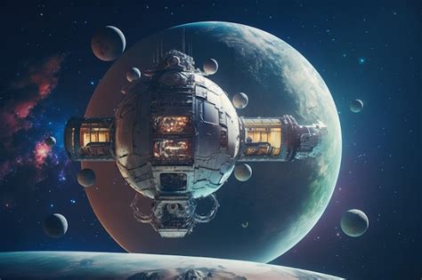 Premium Ai Image Space Station Exploring The Galaxy