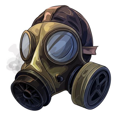 Vector Cartoon Gas Mask Isolated White Background Premium Ai