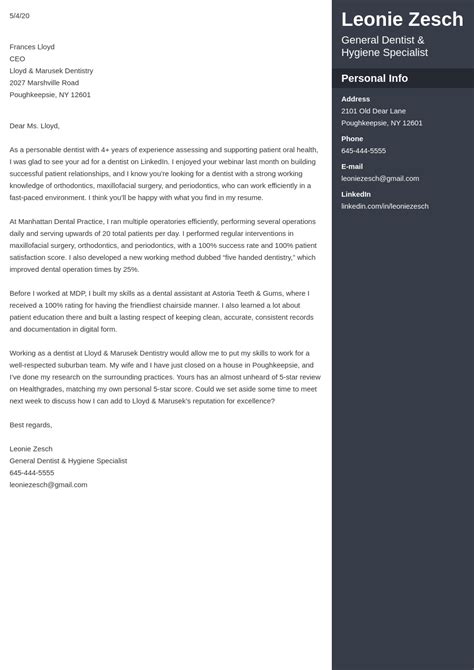 Dentist Cover Letter Examples Writing Guide