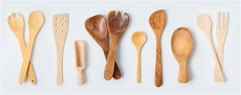 Wooden Kitchen Utensils Collection On White Background Cooking Or