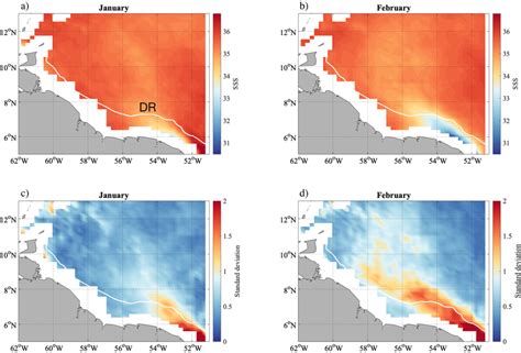 average salinity and its standard deviation based on weekly satellite