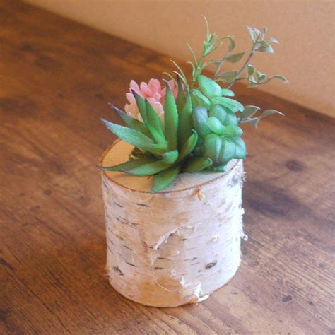 限定1点 森の自然 白樺の切り株ほっこりアレンジ 多肉植物 フェイクグリーン Merci Fleurs Minne 国内最大級の