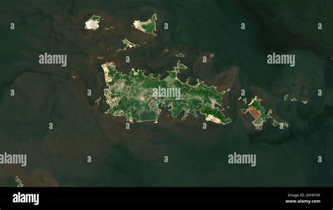 Qushan Island In The Eastern China Sea On A Satellite Image Taken In