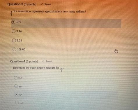 Solved Saved Question 1 3 Points The Exact Radian