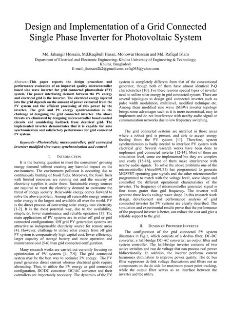 Pdf Design And Implementation Of A Grid Connected Single Phase