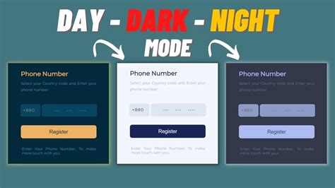 how to create a registration form with dark day night mode