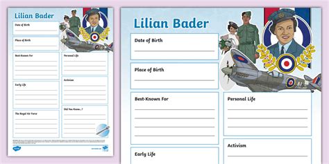 Lilian Bader Fact File Template Teacher Made Twinkl