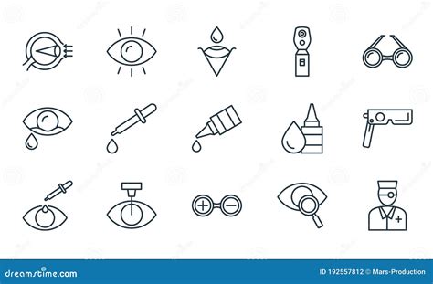 Pictogrammen Voor Opthalmologie Lineaire Set Kwaliteitsvectorlijnset