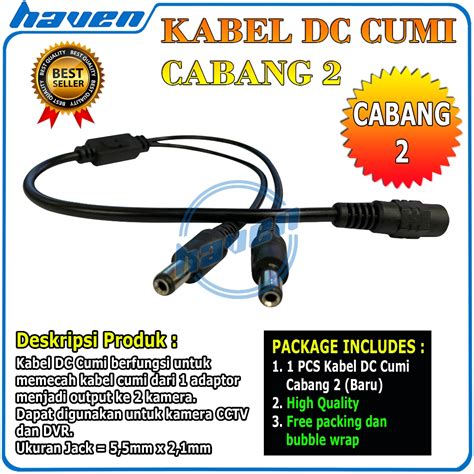 Jual Kabel Cumi Cabang 2 Kabel DC Male Connector Splitter 1 2 For CCTV Camera Kabel Power