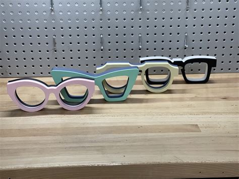 Big Square Glasses Desk Or Shelf Decor Redwood And Pearwood Color 3d