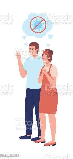 행복한 부부는 누군가 세미 플랫 컬러 벡터 문자를 참조하십시오 2차 도형에 대한 스톡 벡터 아트 및 기타 이미지 2차 도형