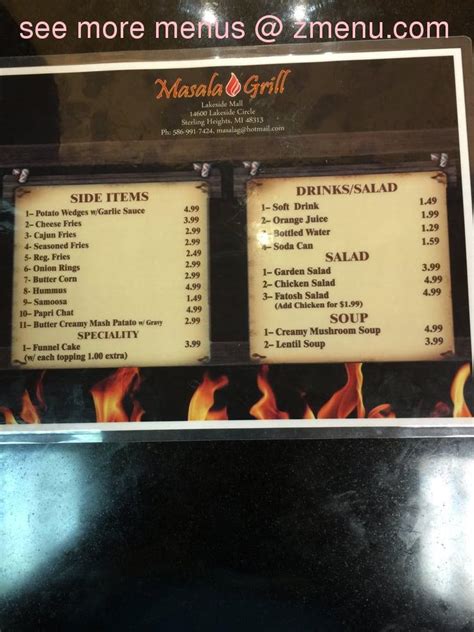 Menu At Masala Grill Restaurant Sterling Heights