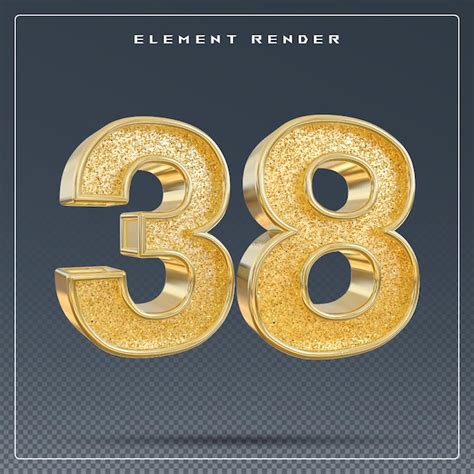 Premium PSD | 38 number golden glitter 3d render