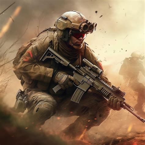 Premium Ai Image Army Soldiers Fighting With Guns And Defending Their