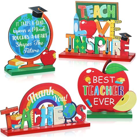 Buy 4 Pcs Teacher Appreciation Table Decoration Centerpieces Best