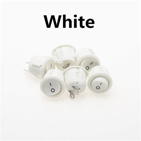 White Mini Interrupteurs à Bascule Ronds De 20mm De Diamètre 6 Pièces