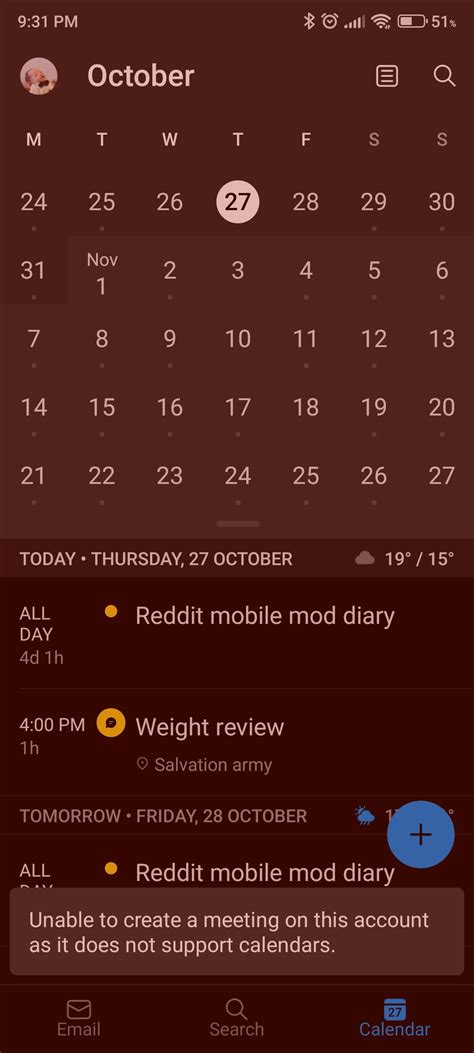 Why Cant My Outlook Android App Create Calendar Meetings R Outlook