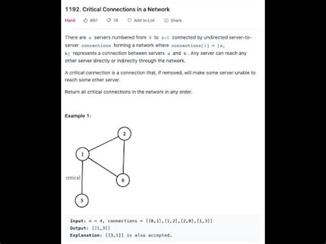 Hard Leetcode Questions Made Easy 1192 Critical Connections In A