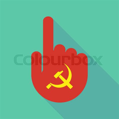 Long Shadow Pointing Finger Hand With The Communist Symbol Stock