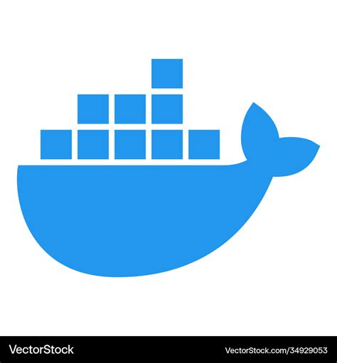 Docker Emblem Blue Whale With Few Containers Vector Image