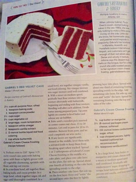 Gabriels Red Velvet Cake Recipe From Paula Deen Magazine Dec 2016