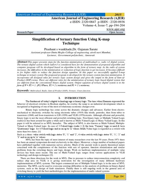 Simplification Of Ternary Function Using K Map Technique Pdf