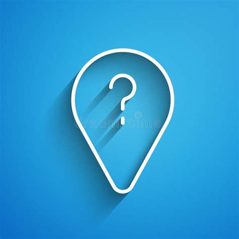 White Line Unknown Route Point Icon Isolated On Blue Background