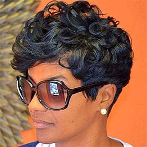 ALICE Short Black Wig Pixie Cut Human Hair Wig With Bangs For Middle