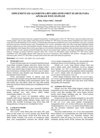 Implementasi Algoritma Bfs Breadth First Search Pada Aplikasi Web Crawler