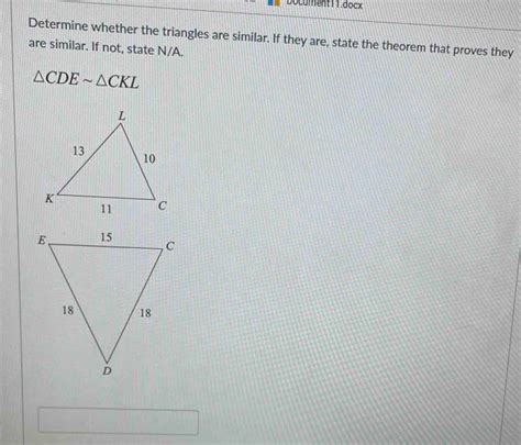 solved document11 docx determine whether the triangles are similar if