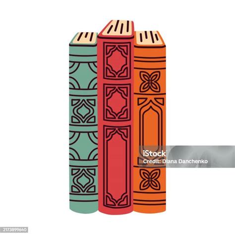 녹색 빨간색 주황색의 화려한 표지가 있는 빈티지 책 세트 교육 문학 도서관 및 독서 테마에 적합합니다 학교 프로젝트 북클럽 또는 학습 개념에 이상적입니다 가공의 인물에 대한