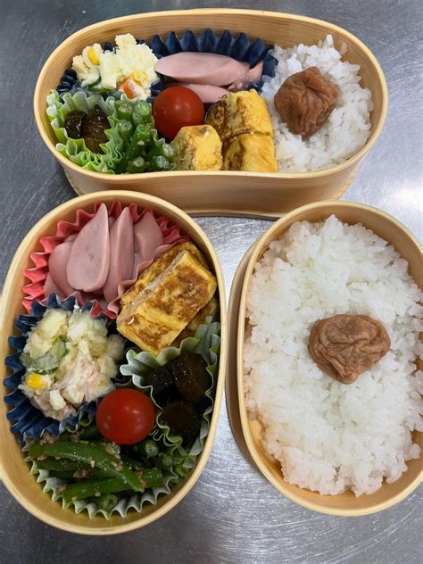 今日のお弁当🍱🍱 77歳旦那さん、3日連続で植木の剪定。 今日の暑さ、半端ない🥵 無理しない程度に頑張れ〜📣 私は、冷房の中で仕事。 頑張る💪