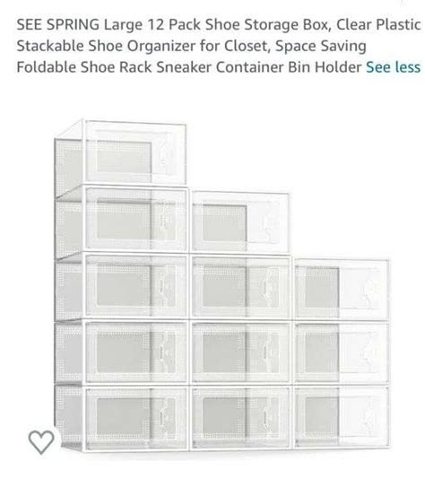 Large 12 Pack Shoe Storage Box Clear Plastic Stackable Shoe Organizer