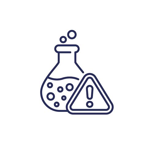 Icono De Línea De Reacción Química Con Señal De Advertencia Vector