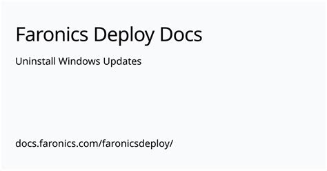 Uninstall Windows Updates Faronics Deploy Docs