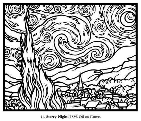 Van Gogh Coloring Pages PDF Coloringfolder Starry Night Van