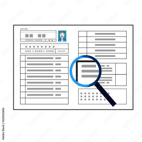 若いビジネスマンの履歴書と虫眼鏡 Stock Vector Adobe Stock