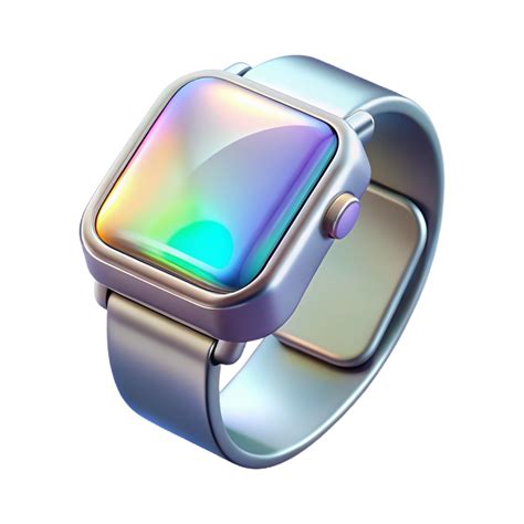 Vibrant Timeless A Sleek Silver Smartwatch Displaying A Complex Holographic Interface