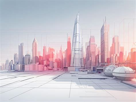 Premium Photo Wireframe City Background Perspective D Render Version