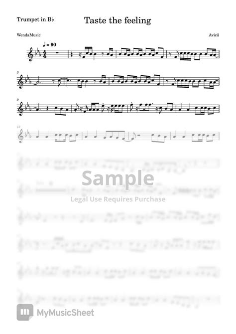 Avicii Taste The Feeling Trumpet In Bb Sheets By Wendamusic