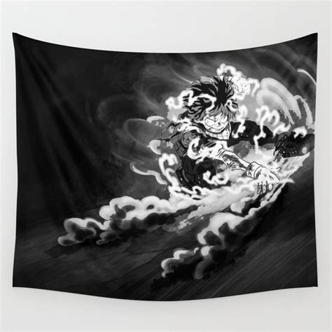 My Hero Academia Izuku Midoriya Deku Black White Wall Tapestry By Elmer