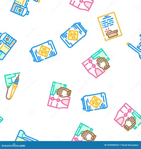 Engineering Tool Work Equipment Vector Seamless Pattern Stock Vector