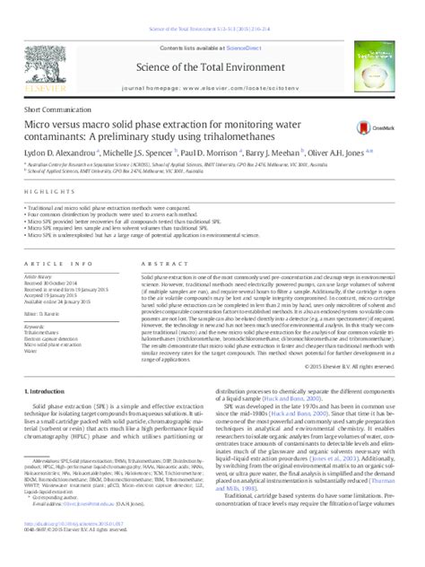 Pdf Comparing Solid Phase Extraction Methods For Water