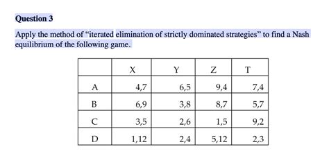 solved question 3 apply the method of “iterated elimination
