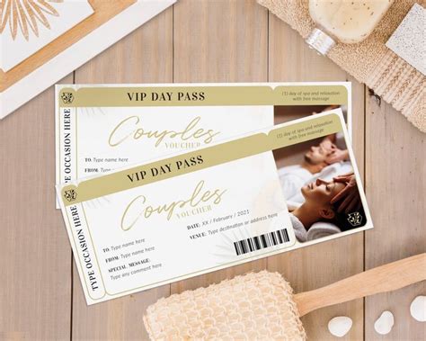 Editable Spa Ticket Template Surprise Spa T Modern Design Invitation T Vacation Ticket