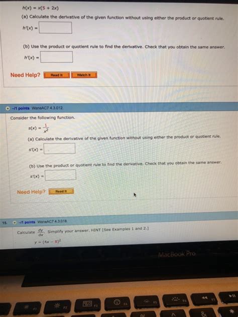 Solved Hx X5 2x A Calculate The Derivative Of The