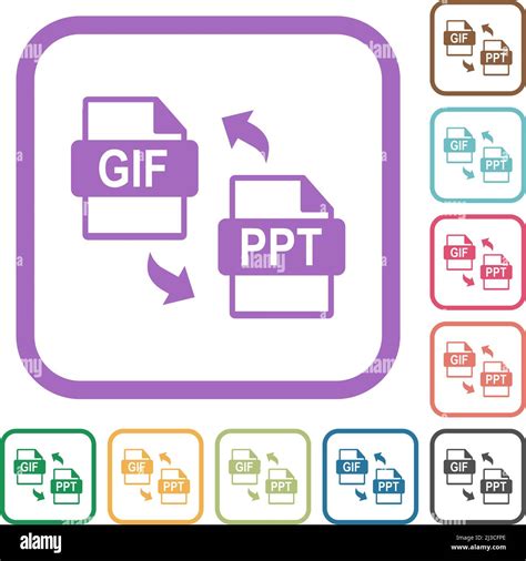 ppt file conversion simple icons in color rounded square frames on