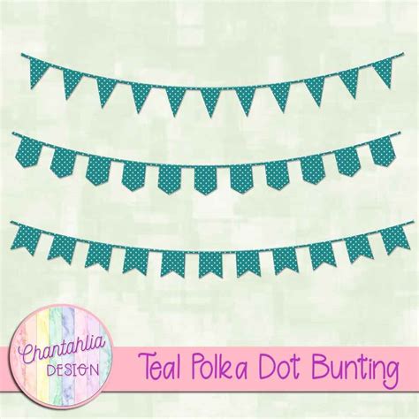 Free Teal Polka Dot Bunting Design Elements