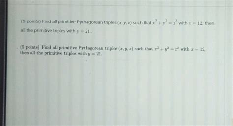 5 Points Find All Primitive Pythagorean StudyX